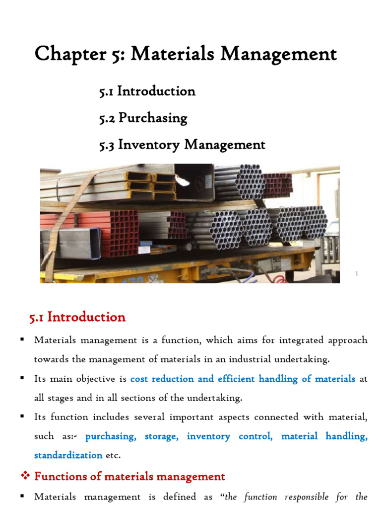 CH 5 Materials Management | PDF | Inventory | Production And Manufacturing