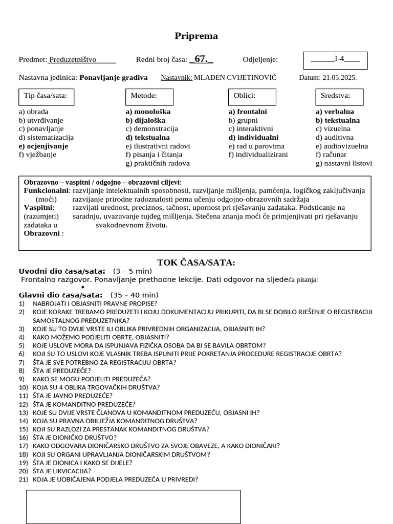 Ponavljanje Gradiva | PDF