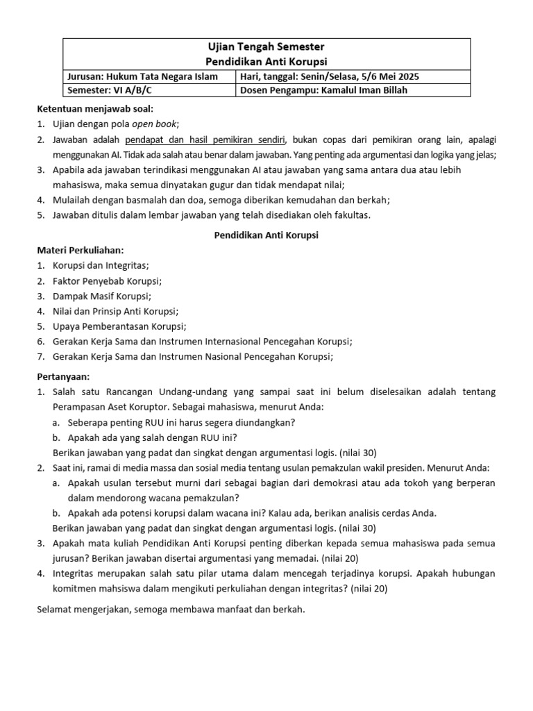 Soal UTS-PAK HTN-2025 | PDF