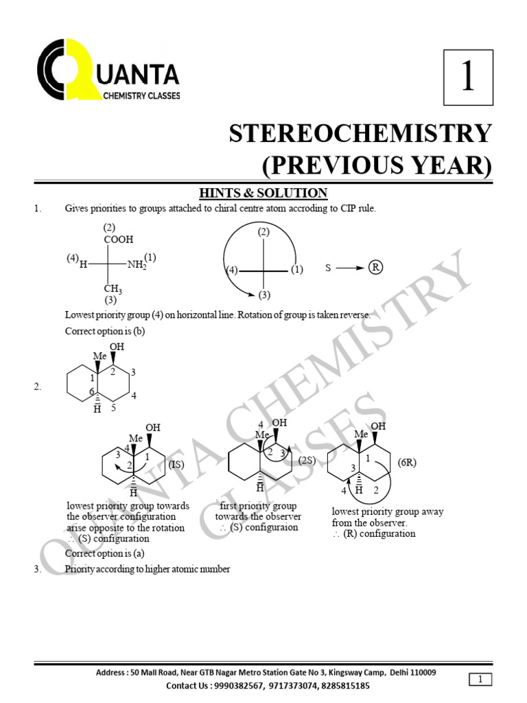 Organic Gate pyq solutions | PDF | Stereochemistry | Molecules