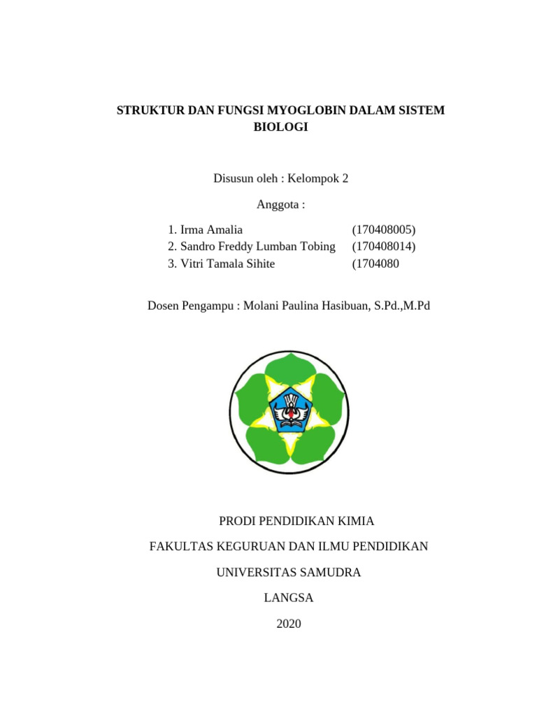 Struktur dan Fungsi Myoglobin dalam Biologi | PDF