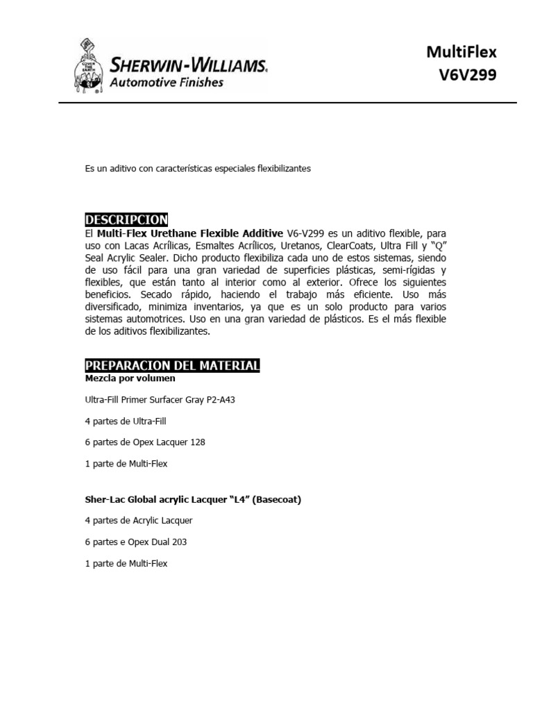 SHERWIN WILLIAMS FLEX V6V299 | PDF