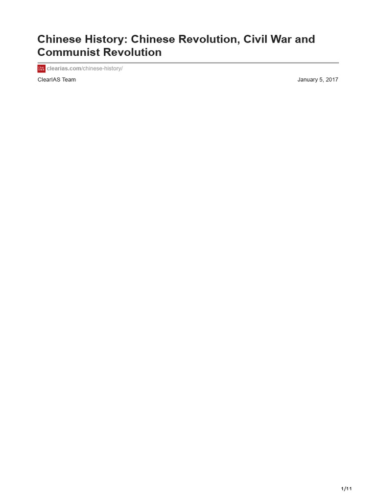 Chinese History Chinese Revolution Civil War and Communist Revolution ...
