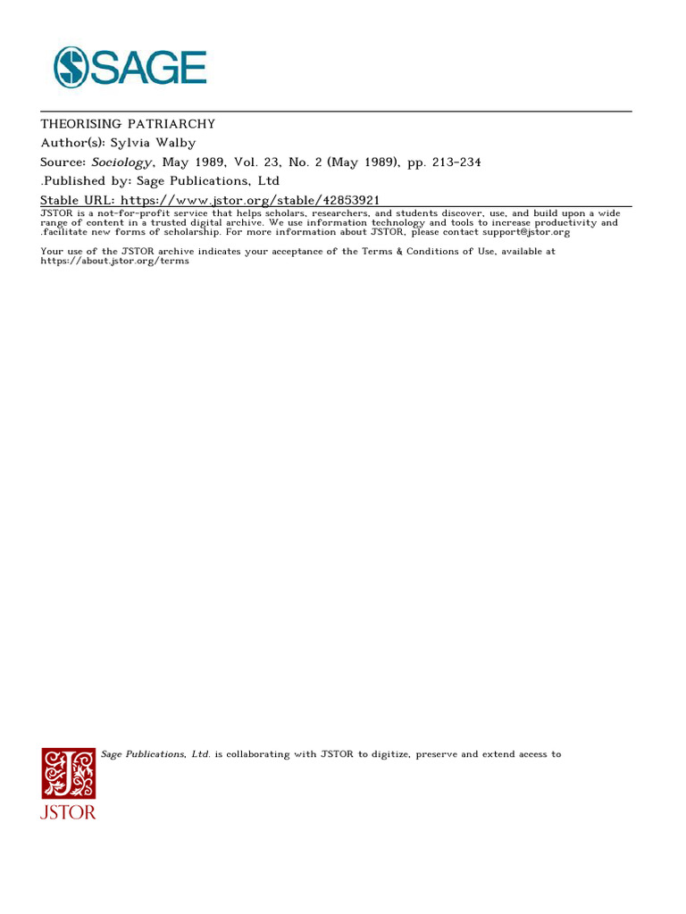 Theorising Patriarchy: A New Model | PDF | Patriarchy | Capitalism