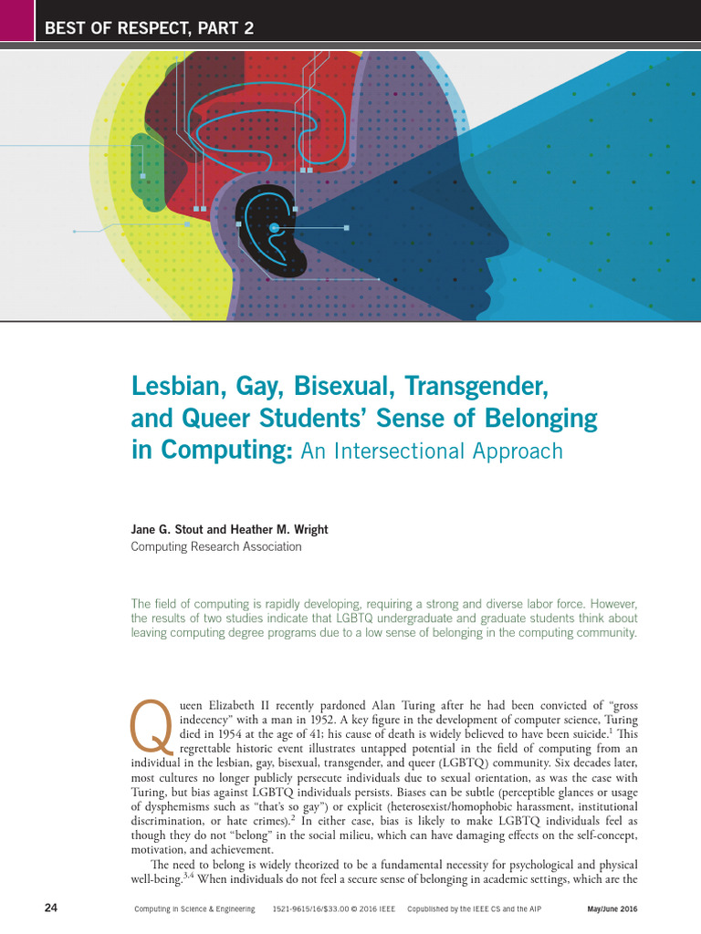 Lesbian Gay Bisexual Transgender and Queer Students Sense of Belonging in Computing An ...