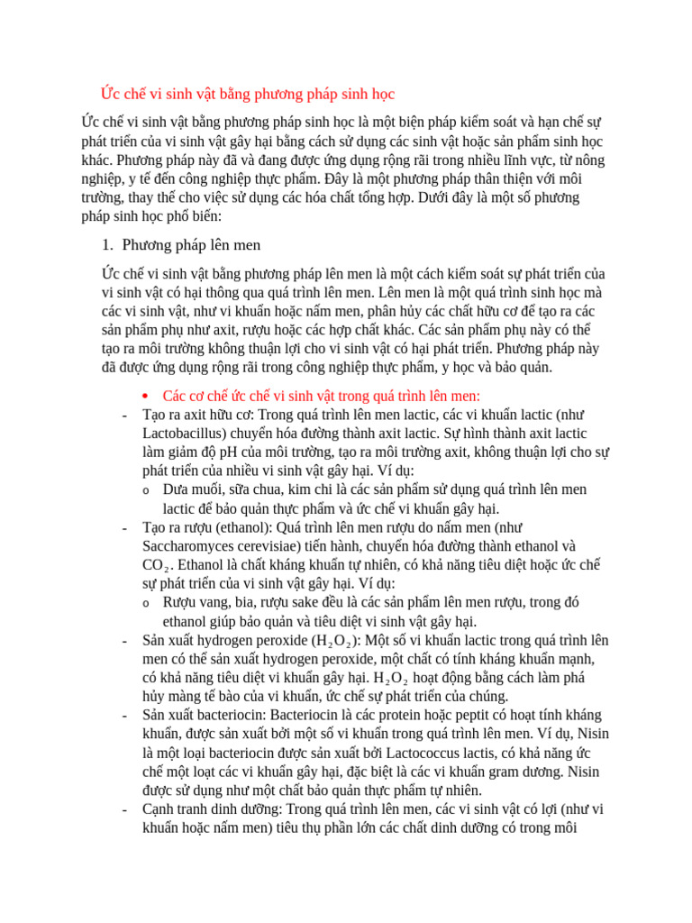 Ức Chế Vi Sinh Vật Bằng Phương Pháp Sinh Học | PDF