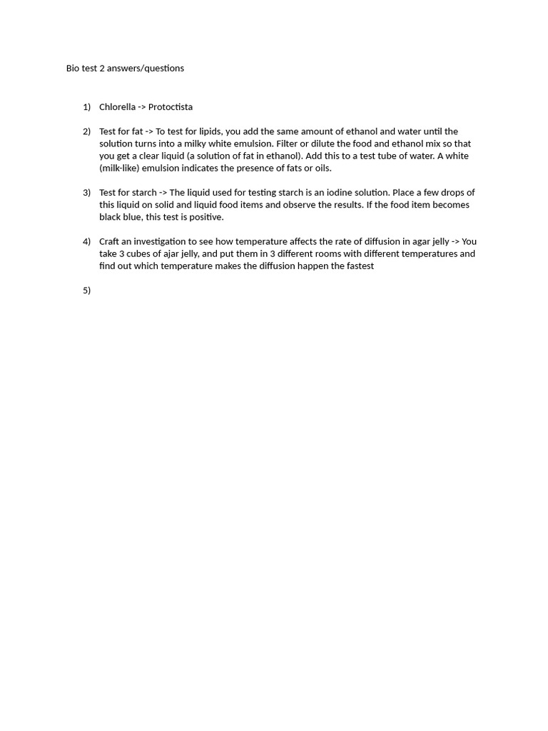 Bio Test 2 Answers Igcse | PDF