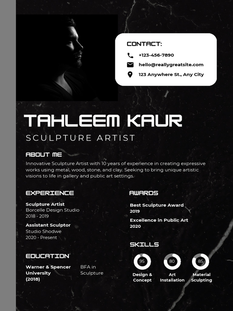 Black and White Modern Professional Artist Resume | PDF