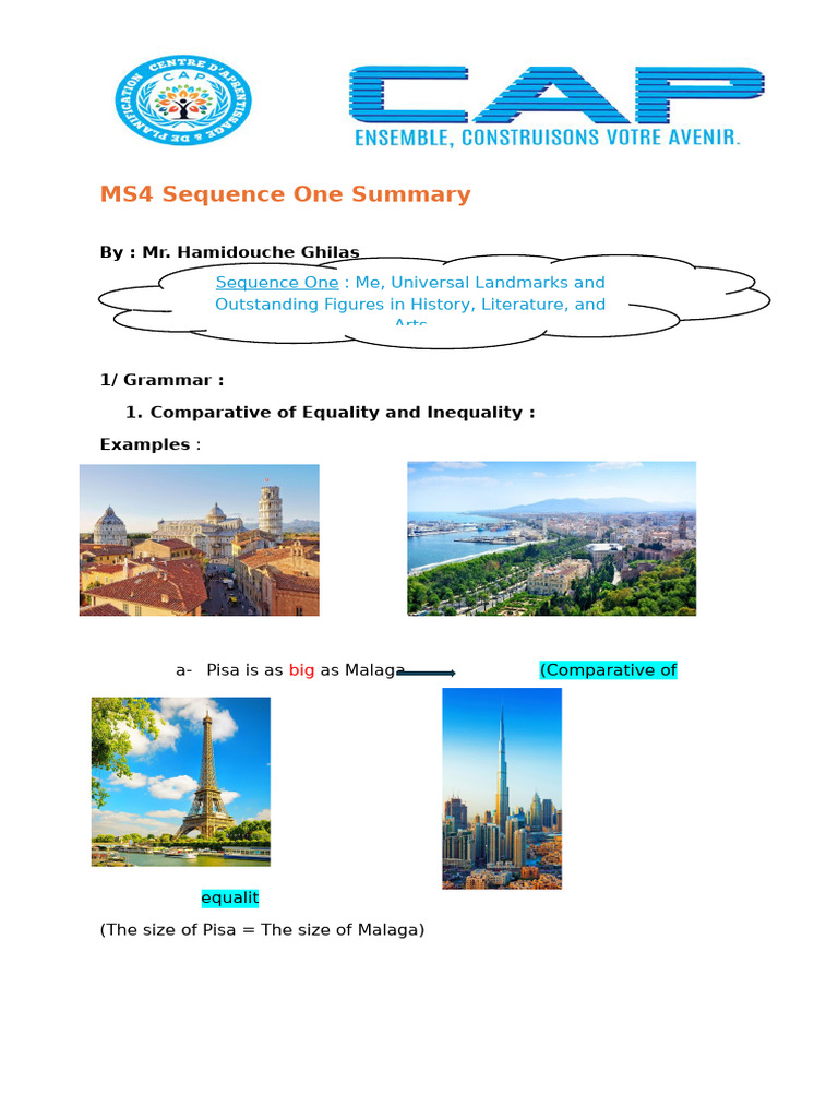 Ms4 Sequence One Summary Pdf Linguistics Grammar