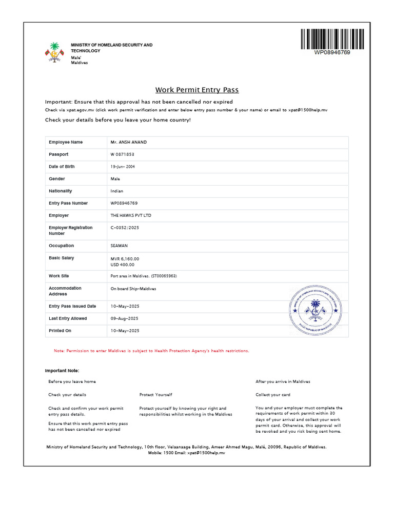 Maldives Visa ANSH ANAND | PDF | Cultural Globalization | Immigration