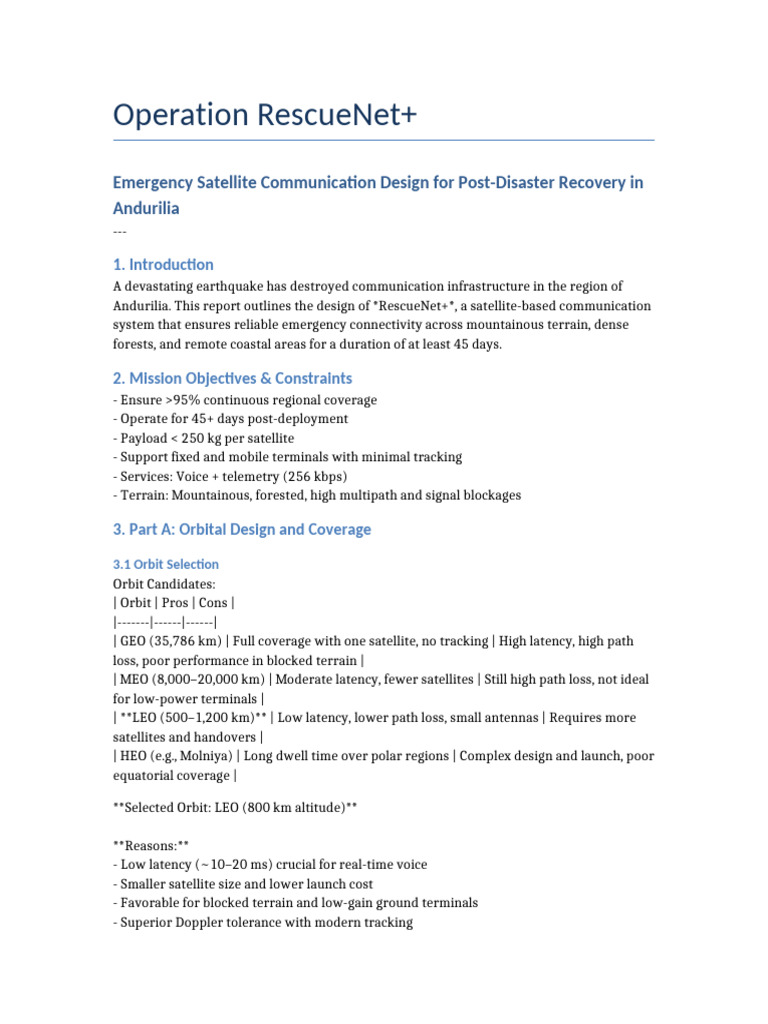 Operation RescueNet Report With Calculations | PDF | Communications ...