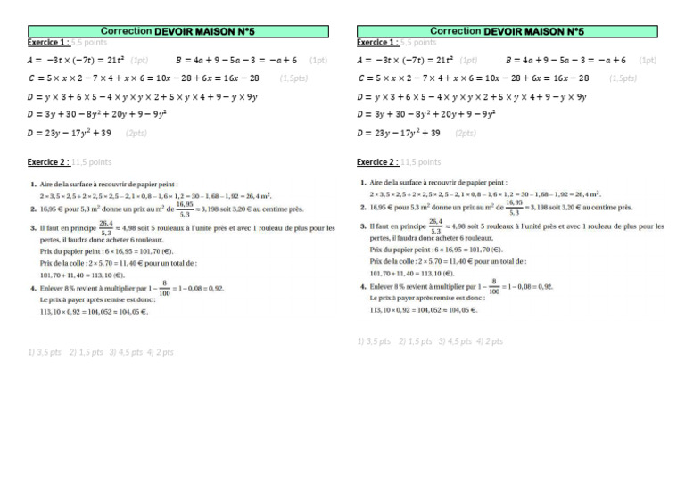 Correction Devoir Maison n5 | PDF