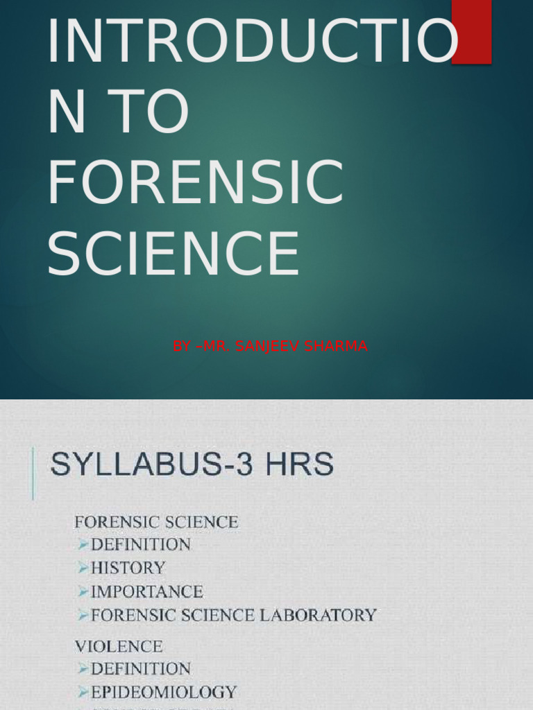 Introduction to Forensic Sciences and Violence | PDF | Forensic Science ...