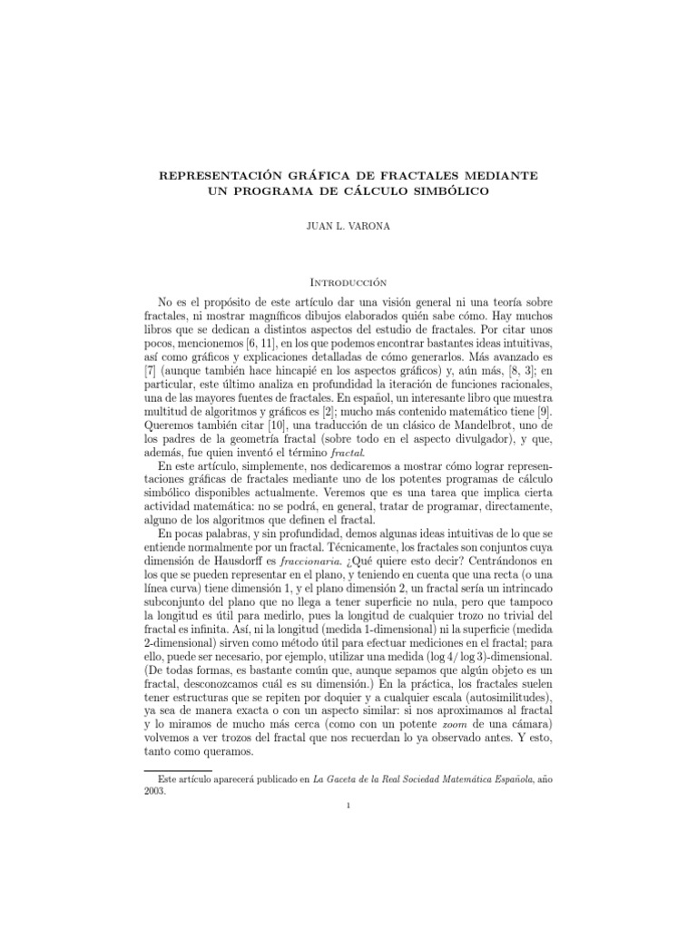Representación Gráfica de Un Fractal en El Mathematica | PDF | Fractal ...