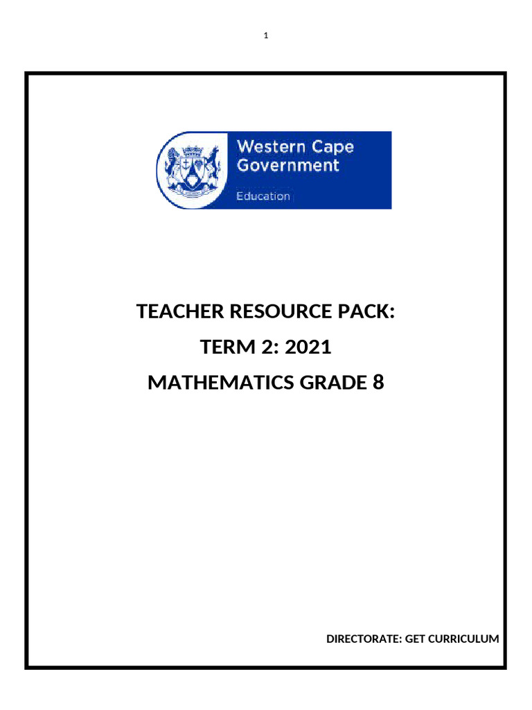 Teacher Resource Pack Maths GR 8 Term 2 of 2021 | PDF | Exponentiation ...