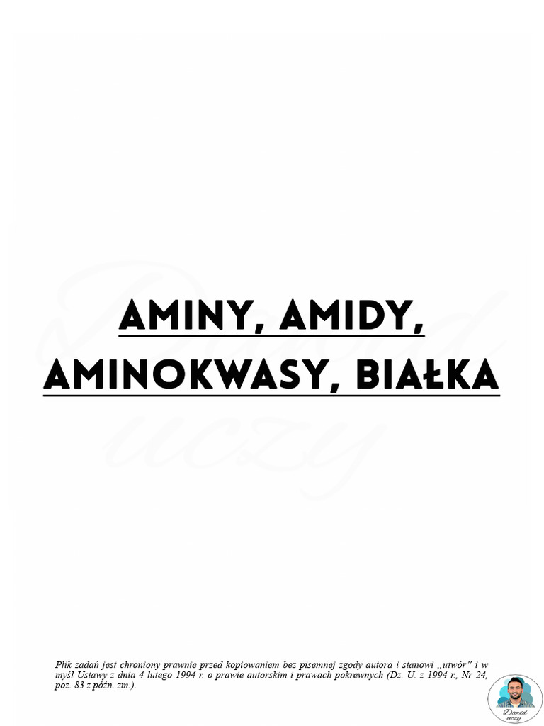 Zadania-Aminy-amidy-aminokwasy-bialka-CKE | PDF