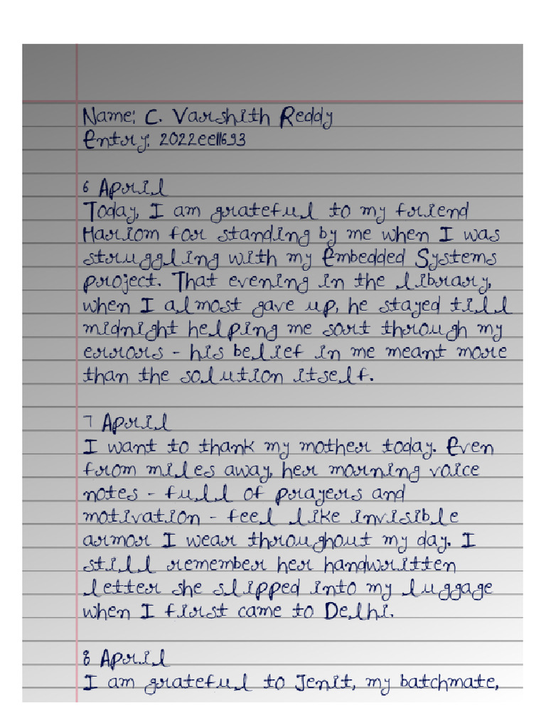 Varshith Gratitude Journal | PDF