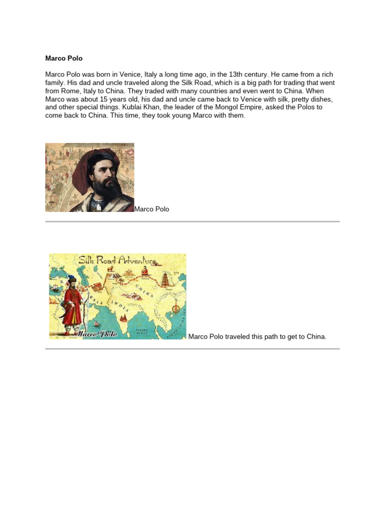 Marco Polo reading | PDF | Marco Polo