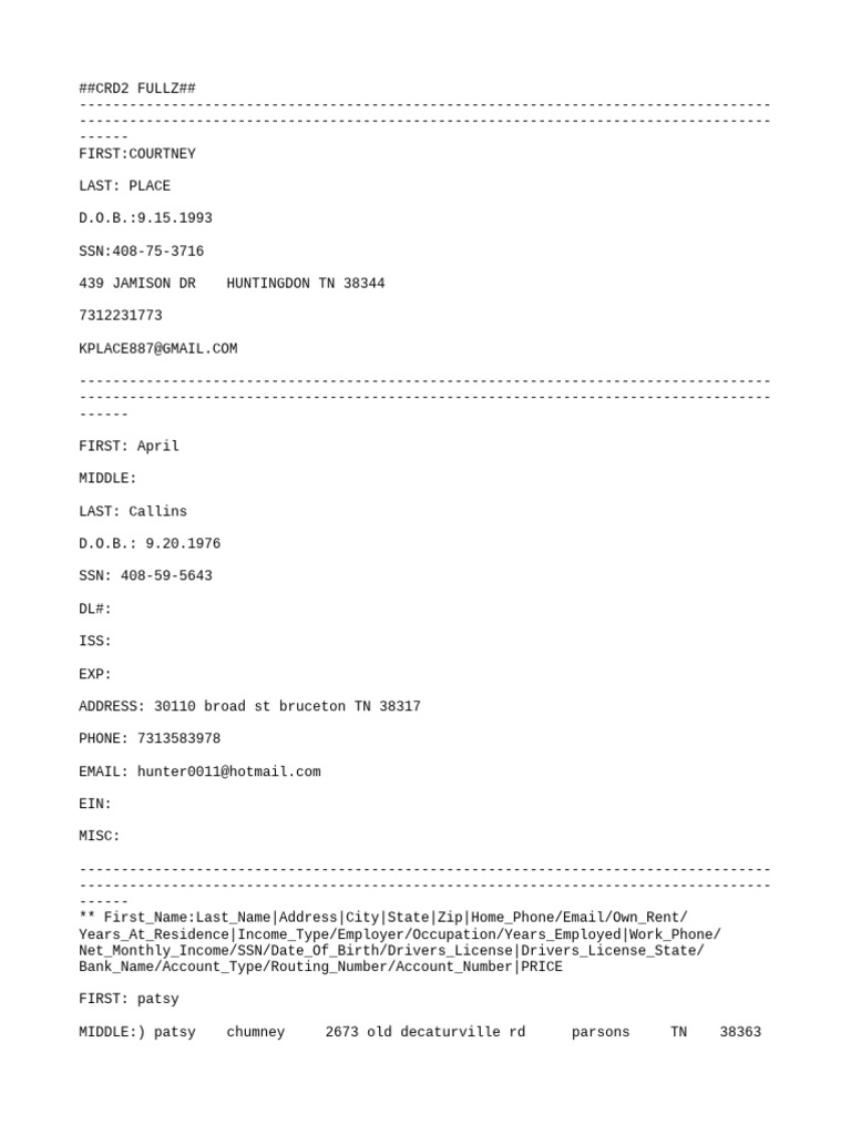 Crd2 Fullz First Courtney | PDF