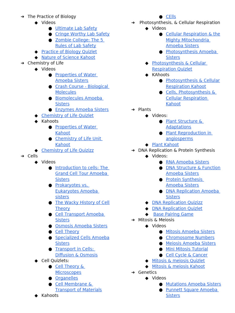 EOC - Study Resources by Unit | PDF | Cell (Biology) | Biology