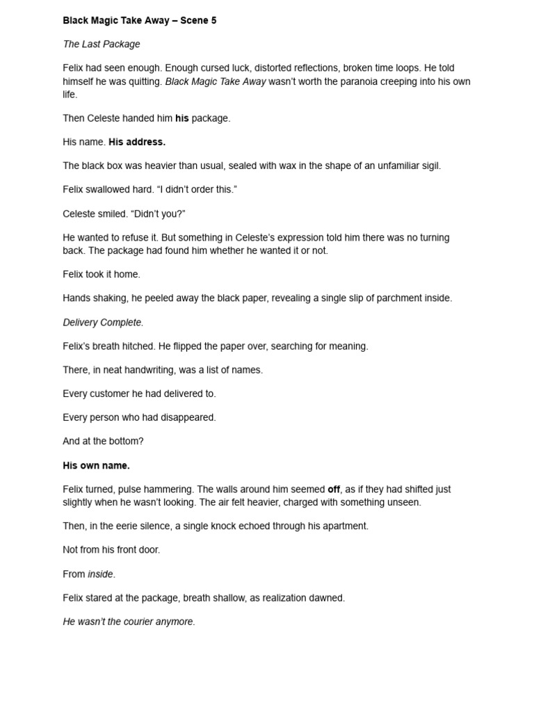 Black Magic Take Away - Scene 5 | PDF