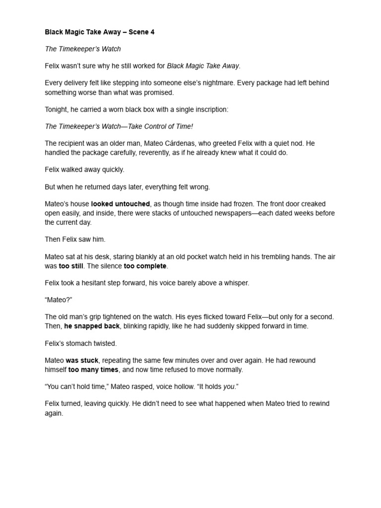 Black Magic Take Away - Scene 4 | PDF