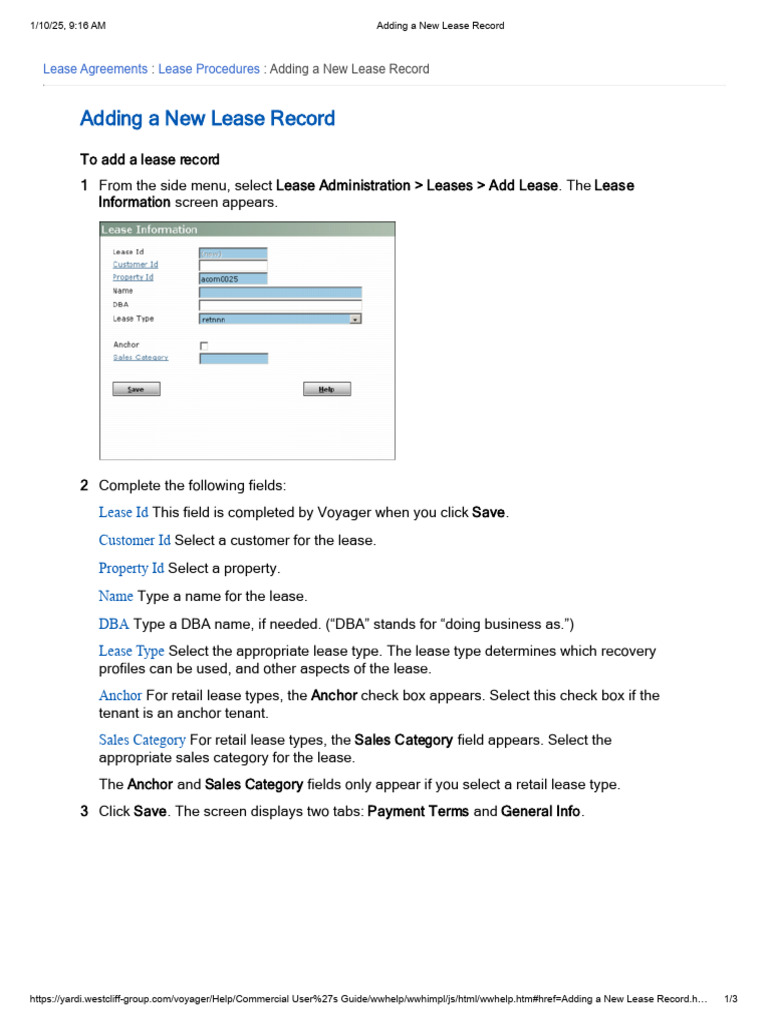 Adding A New Lease Record | PDF | Fee | Lease