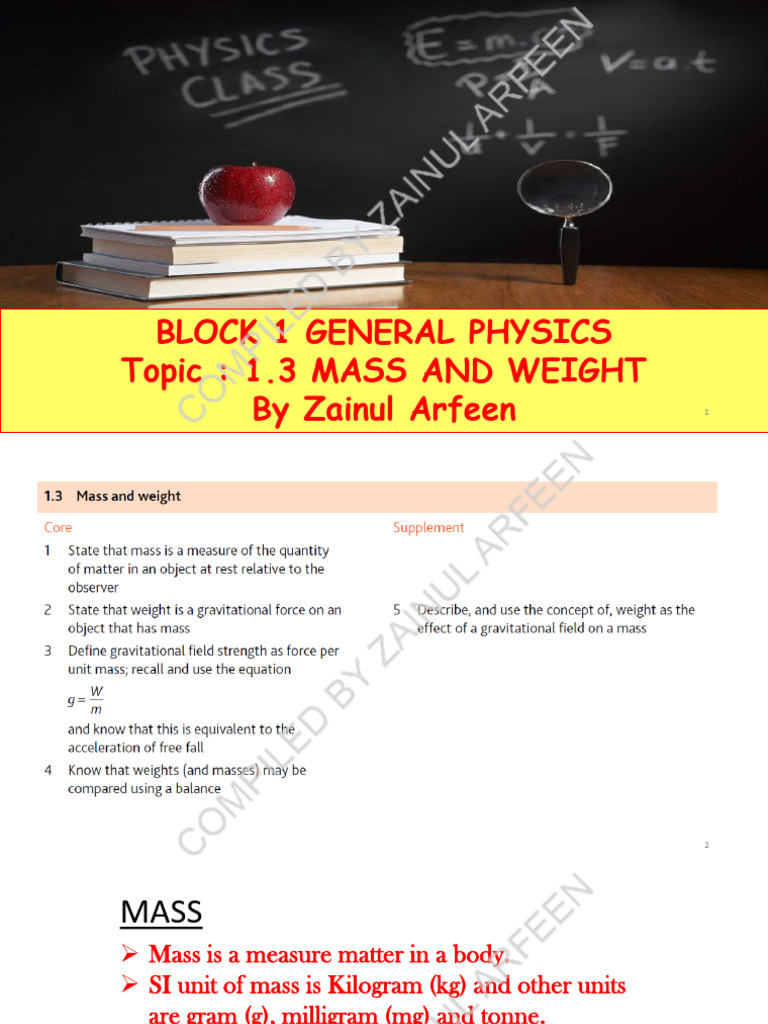Mass and Weight in Physics Explained | PDF