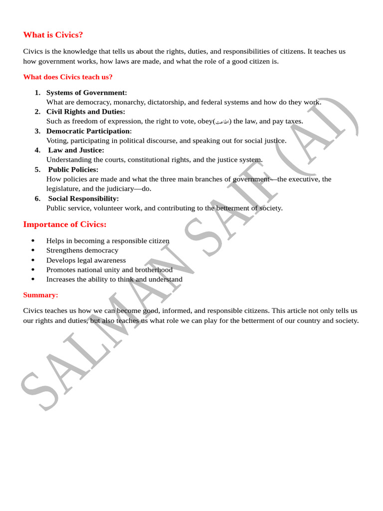 What Is Civics | PDF