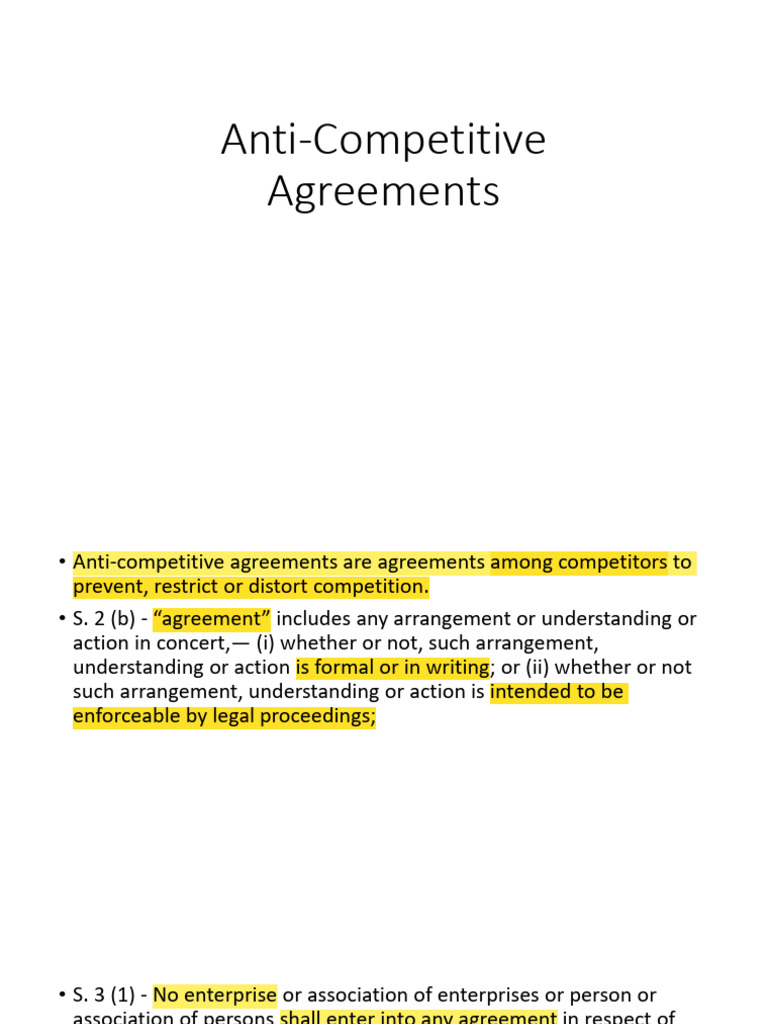 Anti Competitive Agreements | PDF | Cartel | Prices
