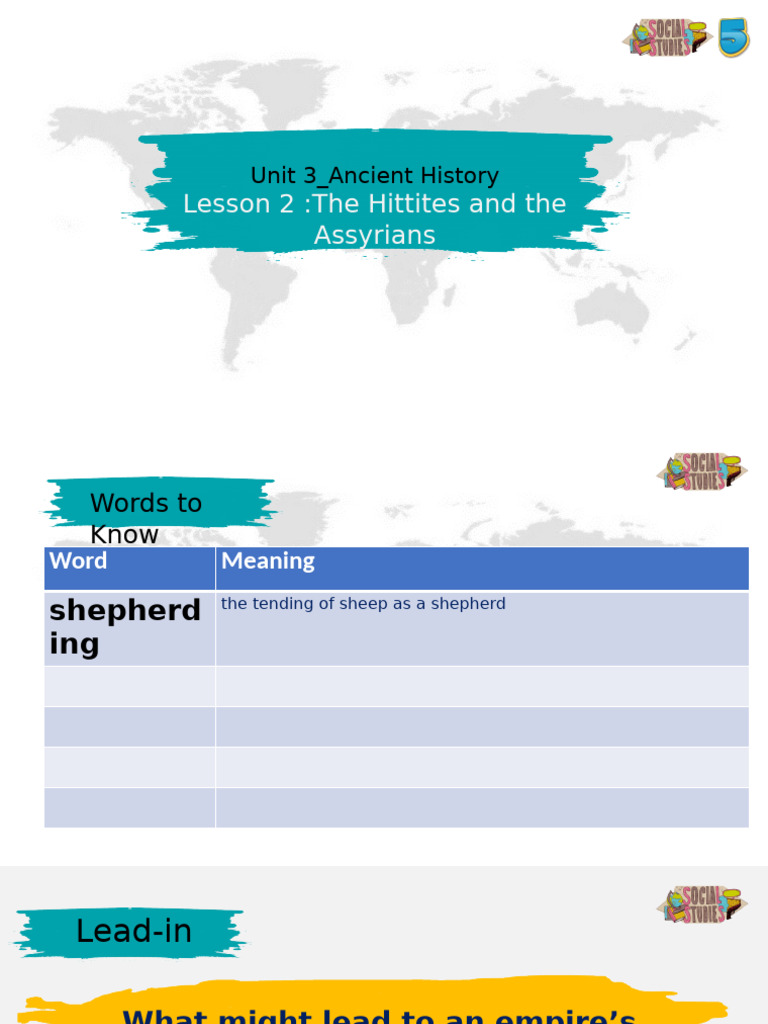 02-Grade 5 - Unit 3 - Ancient History - Lesson 2 - The Hittites and The ...
