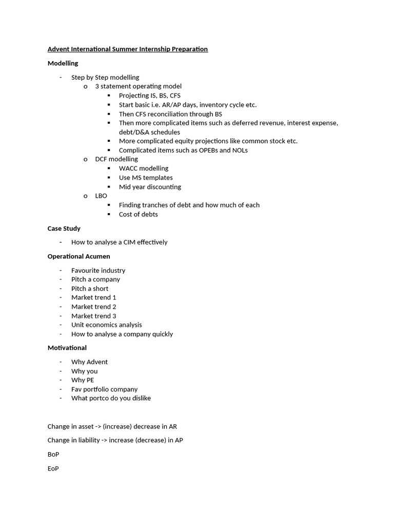 Advent International Internship Guide | PDF