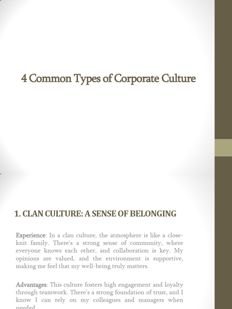 4 Common Types of Corporate Culture | PDF | Creativity | Organizational ...