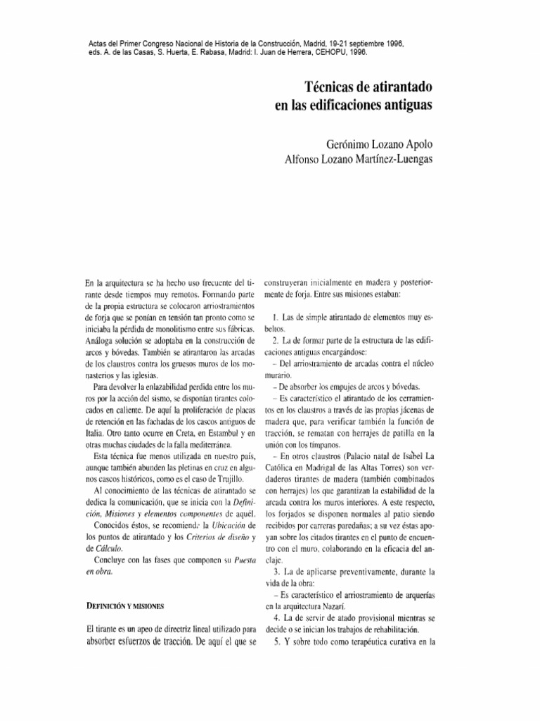 Técnicas de Atirantado en Las Edificaciones Antiguas | PDF | Bóveda ...