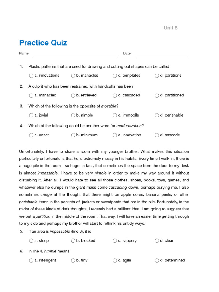 Sadlier Connect™ - Practice Quiz | PDF