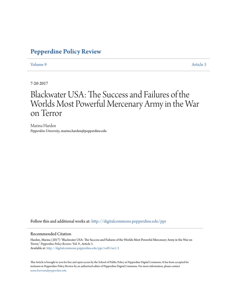 Blackwater USA The Success and Failures of The Worlds Most Power | PDF ...