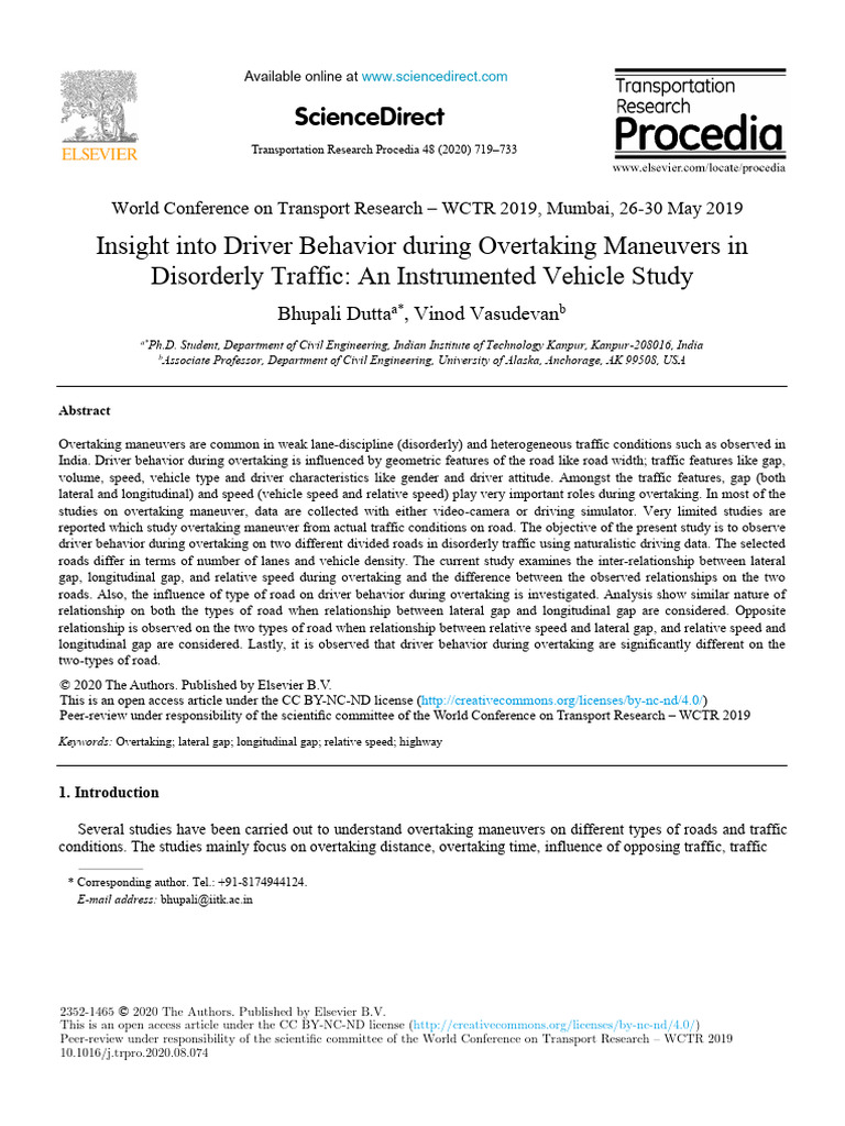 Insight Into Driver Behavior During Overtaking Maneuver - 2020 ...