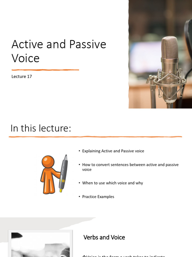 2023 Lecture 17 Active, Passive Voice | PDF | Verb | Subject (Grammar)