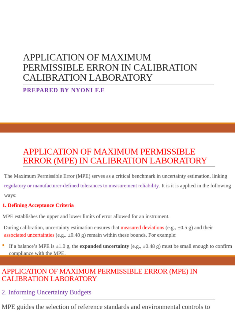 Application of Maximum Permissible Erron in Calibration Calibration ...
