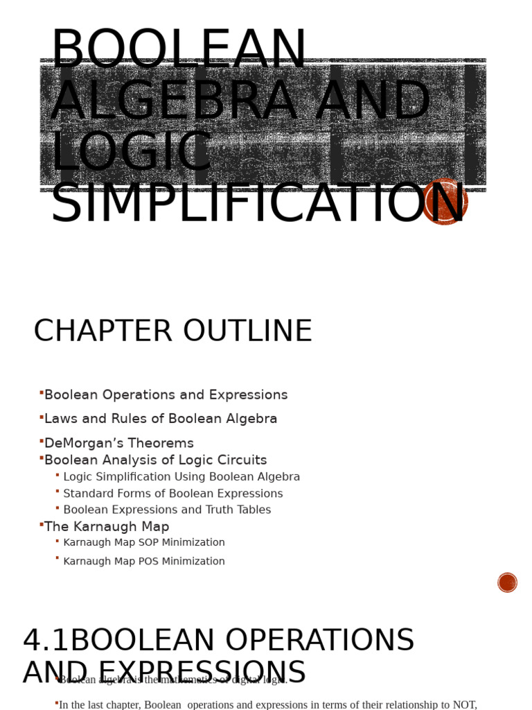 Chapter 4 Boolean Algebra and Logic Simplification | PDF | Boolean Algebra | Teaching Mathematics