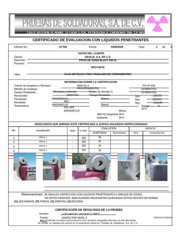 Lp-Geo-Cm-01 (Geolis, S.A. de C.V.) | PDF
