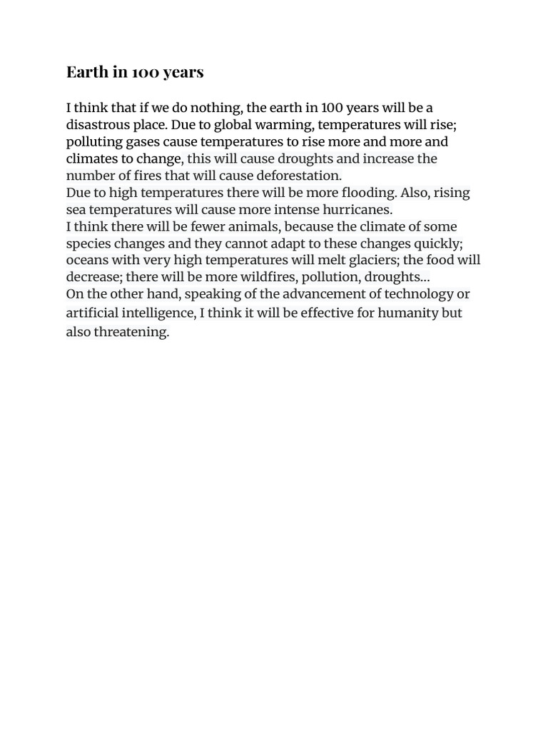 Earth in 100 Years | PDF