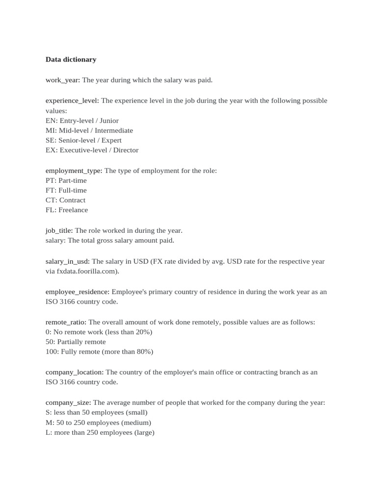 Jobs - in - Data Data Dictionary | PDF
