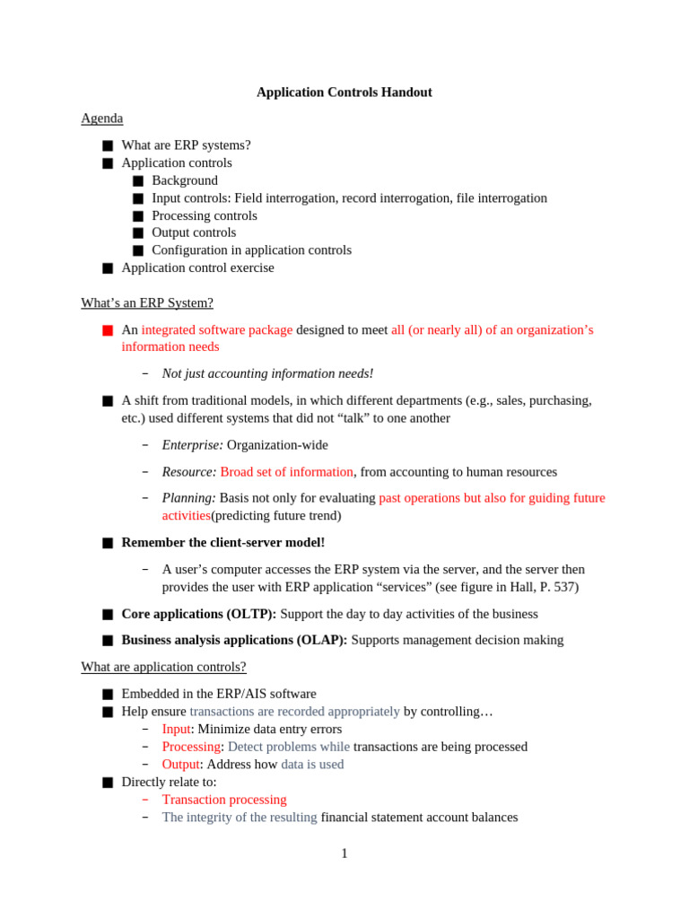 Understanding ERP Application Controls | PDF | Enterprise Resource ...