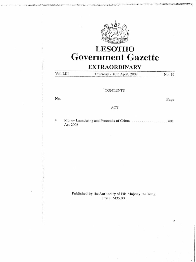 Money Laundering Proceeds of Crime Act-1 | PDF