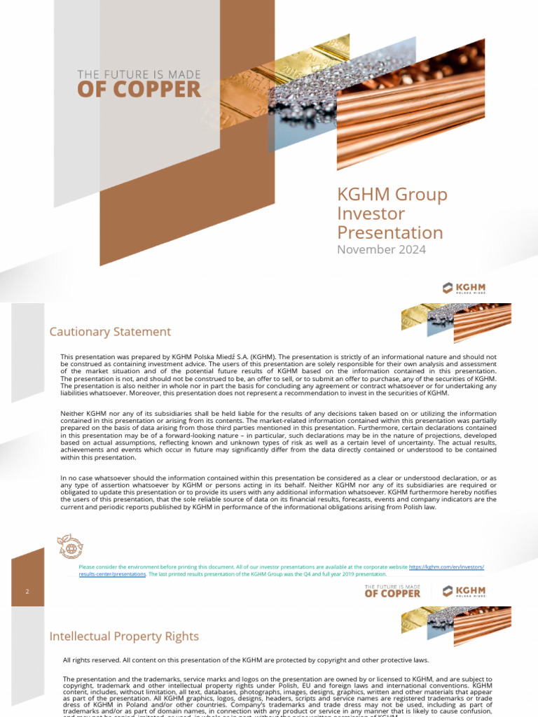 KGHM_Investor presentation_November_2024 | PDF | Ore | Mining