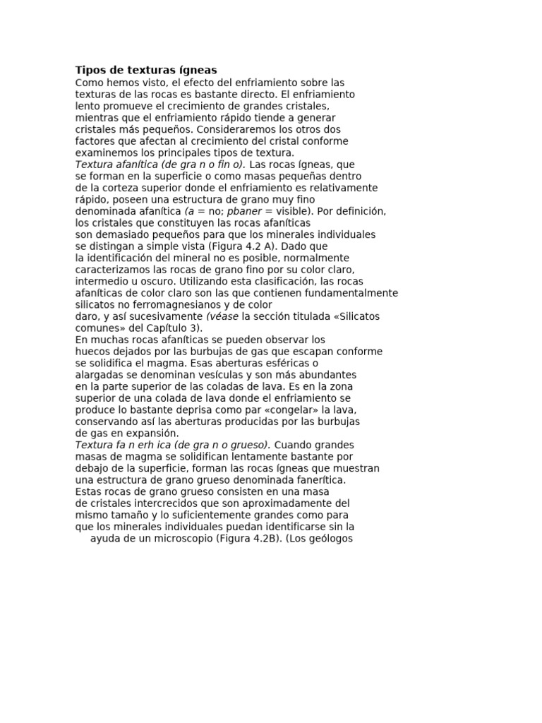 Tipos de Texturas Ígneas: Textura Afanítica (De Gra N o Fin O) | PDF
