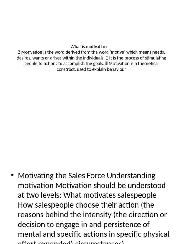 Sales Force Motivation | PDF | Motivation | Motivational