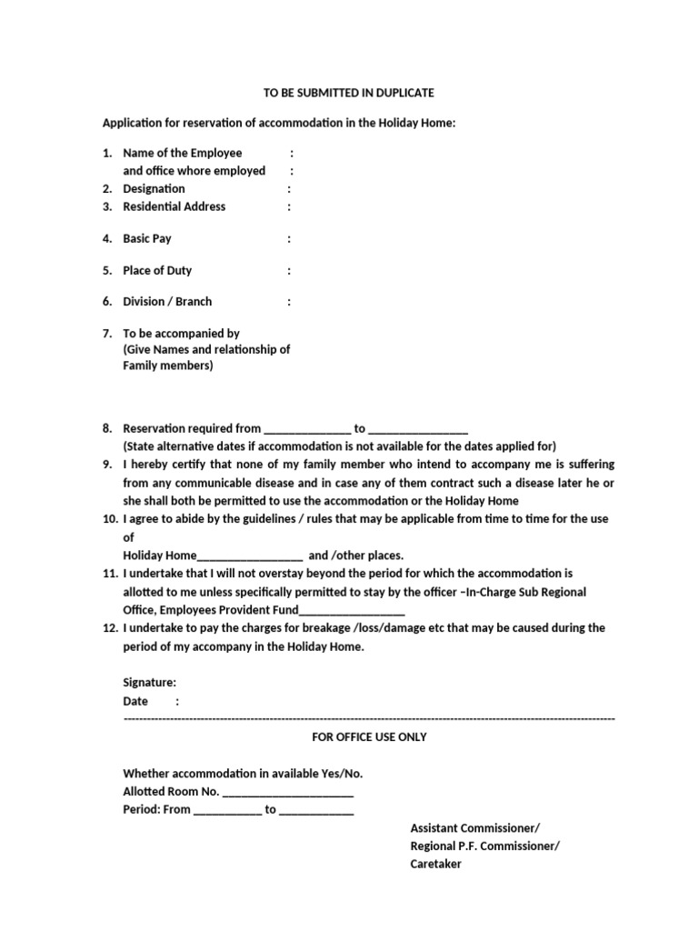 Guest House Application Form | PDF