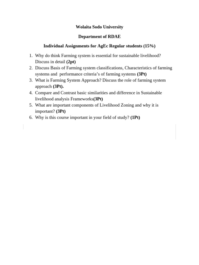 Assignments For AgEc Regular Students | PDF